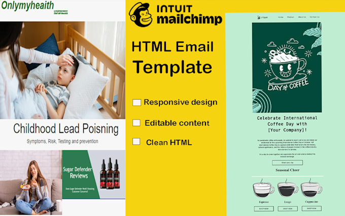 Editable design mailchimp email template by Mahabub_hank | Fiverr
