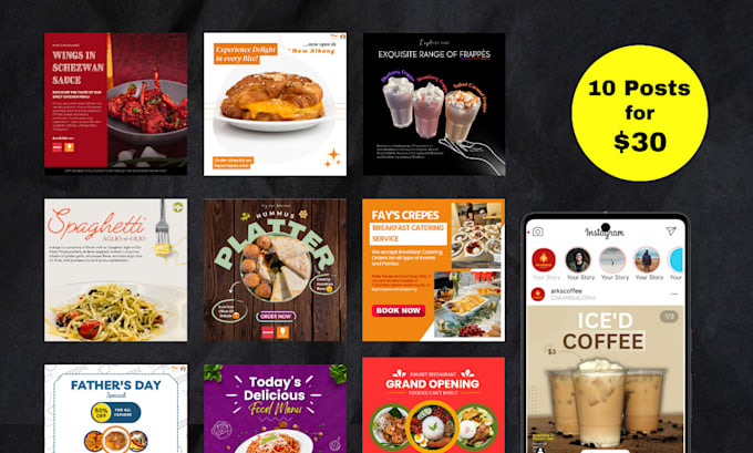 Create social media posts for restaurants and cafes by Dwionline | Fiverr