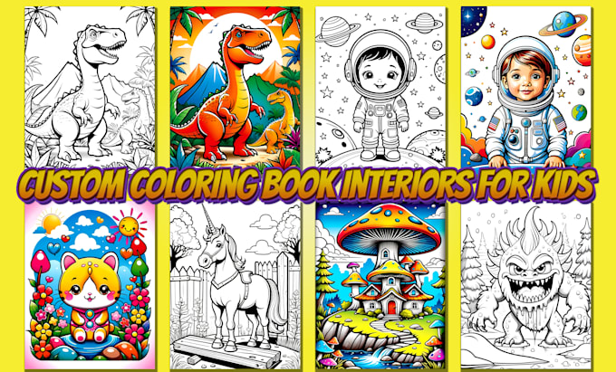 Design unique kids coloring book pages with attractive covers for kdp ...