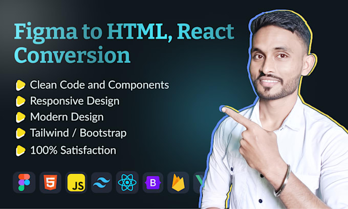 Convert figma design to responsive react or html website and landing page by Uidev_pradip | Fiverr