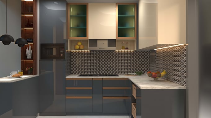 Realistic 3d modeling and rendering of modular kitchen by Artistdujana ...