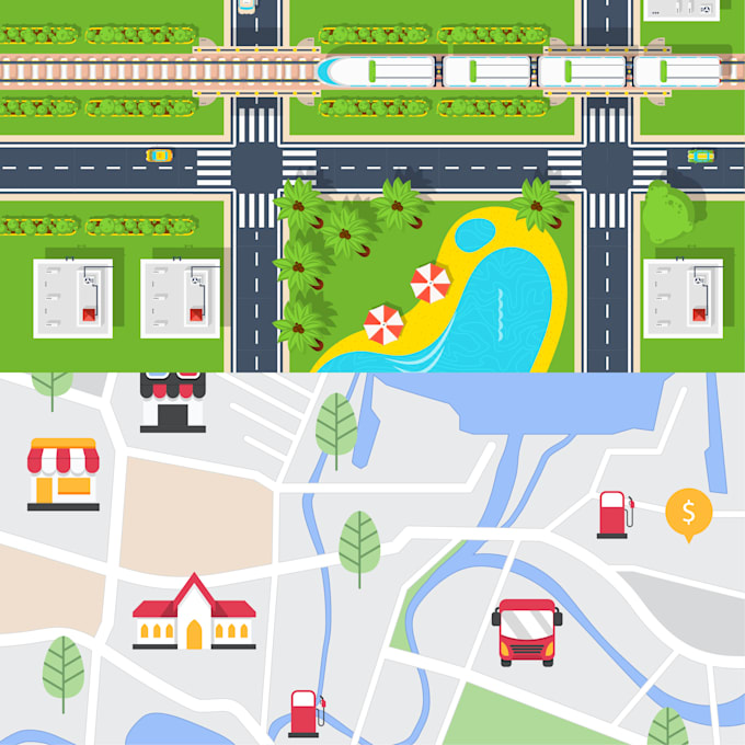 Draw a cute detailed 2d map illustration for your location by ...