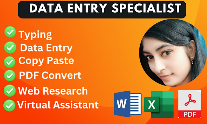 Efficient data entry copy paste and virtual assistant services by Mskhatun | Fiverr