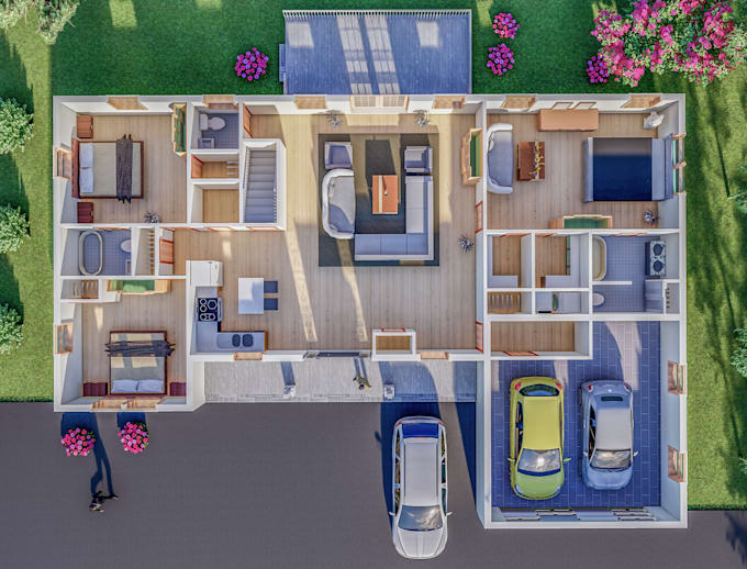 Create 3d models, render 3d floor plans, interior, exterior by Huma_archs | Fiverr