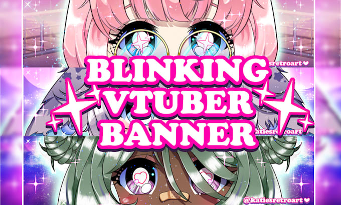 Create an anime blinking animated header or banner by Katezabalart | Fiverr