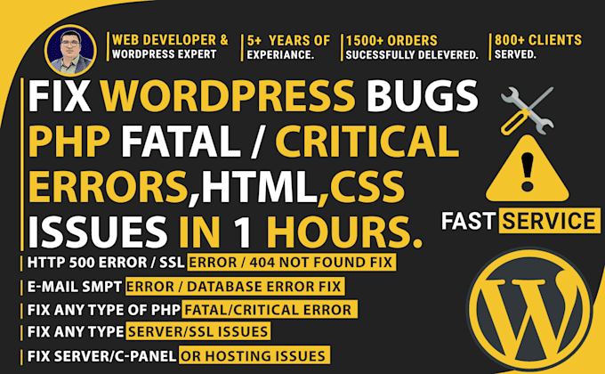 Fix Wordpress Bugs Php Errors Html Css Issue In 1 Hours By Himeldhaka7 Fiverr