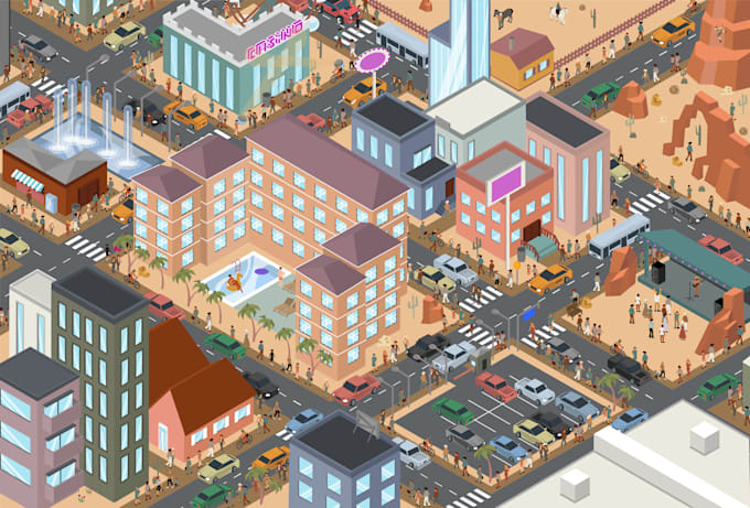 Draw colorful isometric illustration maps by Wondersasha | Fiverr