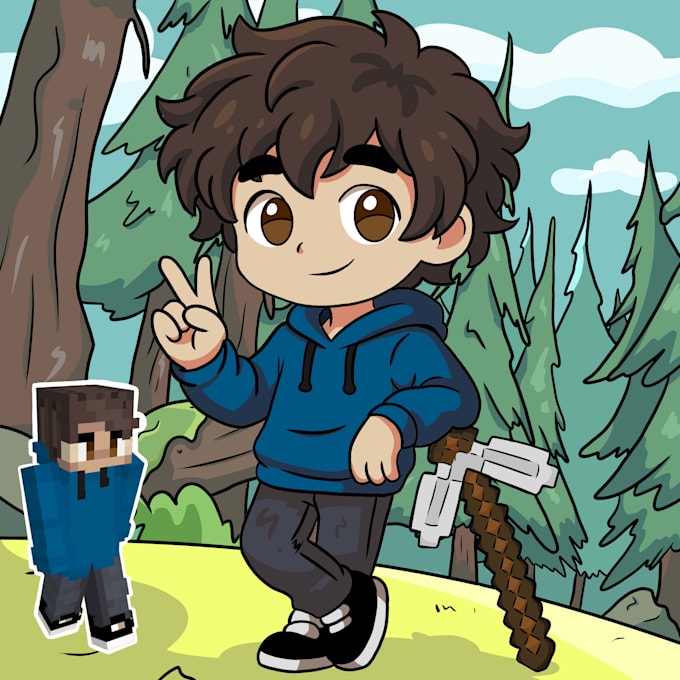 Draw your minecraft skin in my cartoon style by Fonska_ | Fiverr