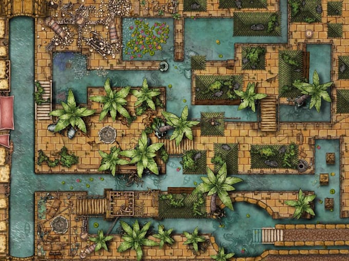 Make a 2d game map, background art for rpg, multiplayer, board game in ...