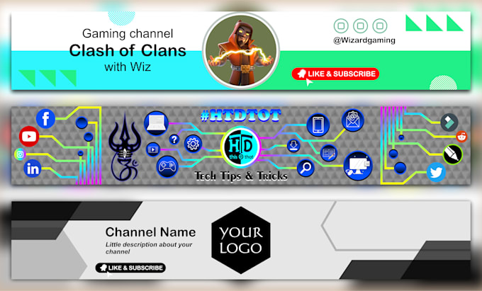 Design an unique and modern youtube banner by Bucky0178 | Fiverr