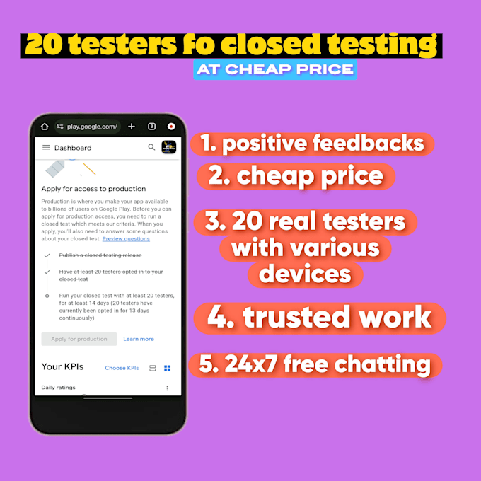 Give 20 testers for your play store closed testing by Kaifmakesgames ...