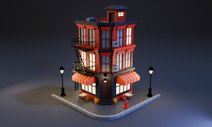 Create low poly 3d model, building in blender for you by Cgloop | Fiverr