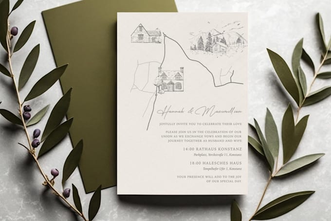 Design a wedding invitation with map by Carta_alegre | Fiverr
