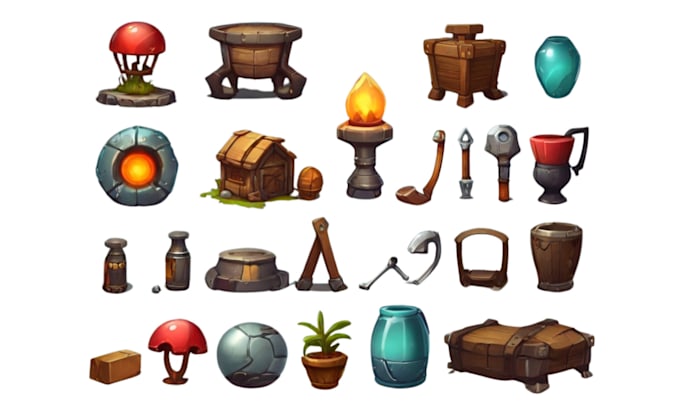 Design, animate 2d game asset, props, objects, character sprite sheet ...