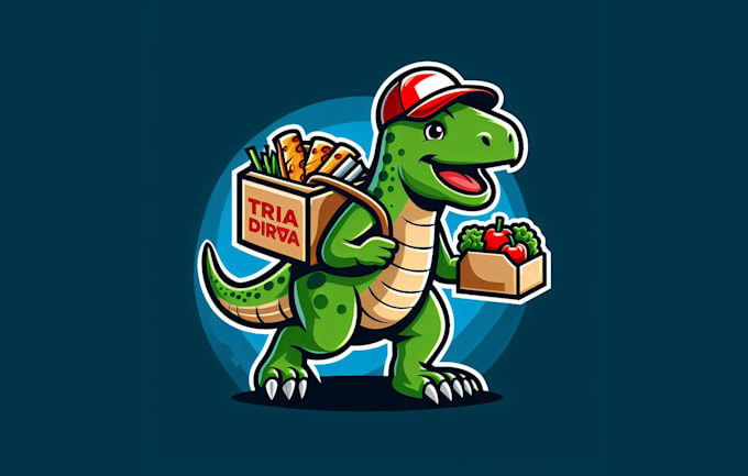 Make a high quality dinosaur food delivery mascot logo design for you ...