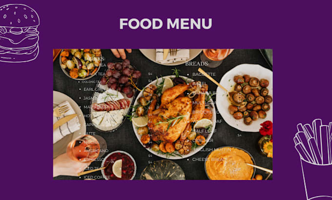 Make attractive and pretty menu designs and card by Myeshafaisal | Fiverr