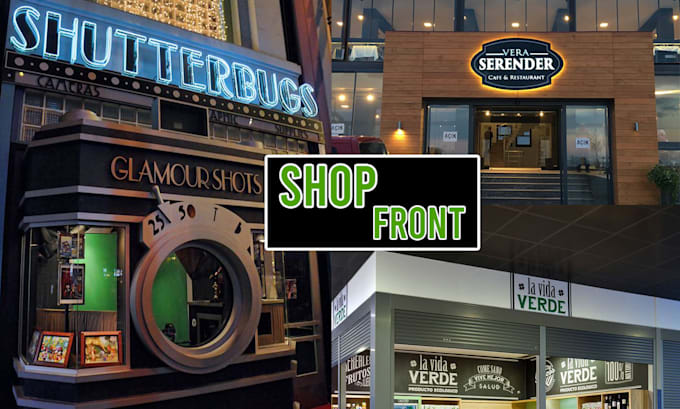 Create eye catching shop front or storefront window graphic sign board ...