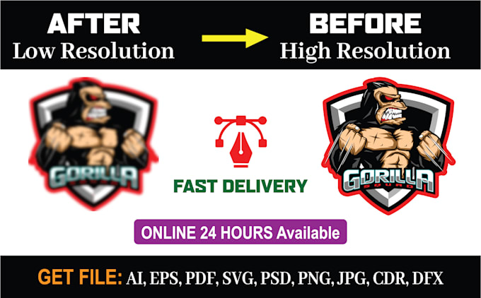 Create redraw vectorize or trace your image or logo in ai eps pdf svg ...