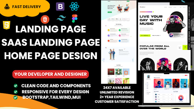Do figma landing page, saas landing page, homepage design, website design figma by Sagardev09 ...