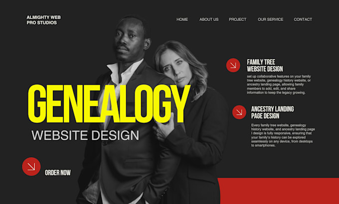 Design family genealogy website, family tree, history, ancestry landing ...