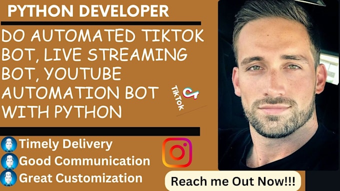 Do automated tiktok bot, live streaming bot, youtube automation bot ... Do automated tiktok bot, live streaming bot, youtube automation bot ...