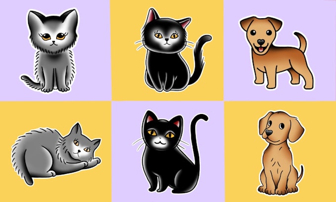 Draw cute pets, mascots or character designs for you by Driillustration ...