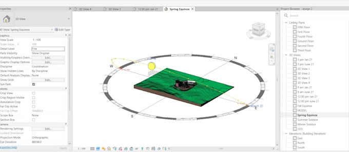 Do sun path and shadow analysis and site topography in revit by Lukas ...
