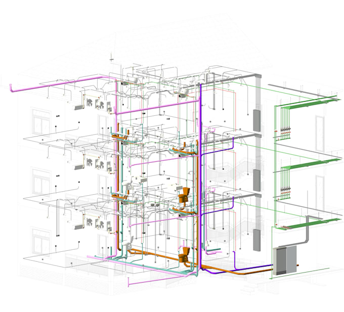 Ceate revit bim 3d model mepf hvac, electrical, plumbing by Viebim | Fiverr