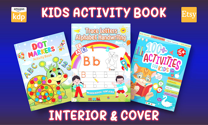 Design kids activity book, children coloring book, book cover design ...