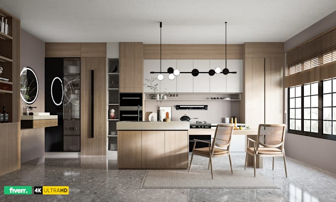 Do professional interior design with realistic 3d renderings by Jishnu_sajeev | Fiverr