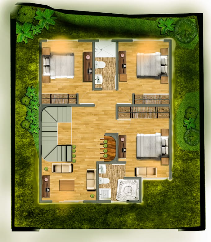 Render your plan in photoshop design and colored floor plan by ...