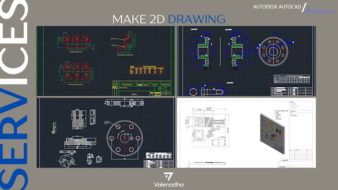 Make you 2d part and 2d assembly designs by Valenadha | Fiverr