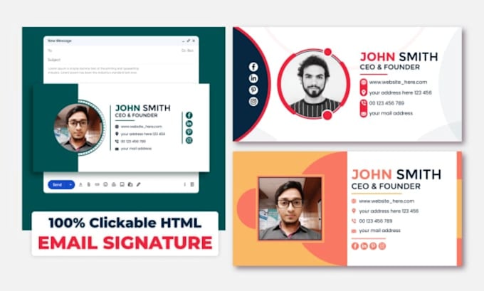 Design clickable static and animated email signature html by Shazys01 | Fiverr