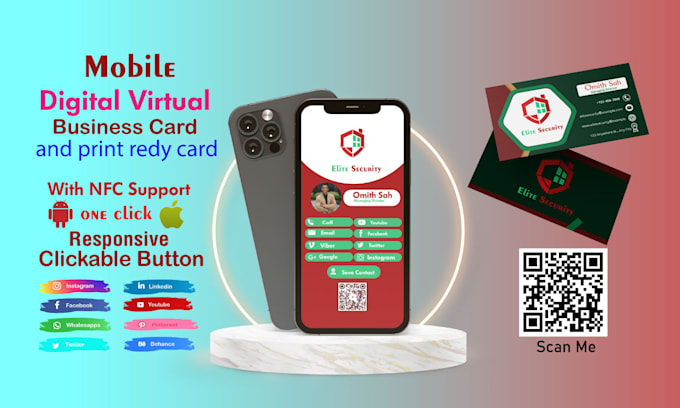 Do clickable digital business card, vcard with qr code in 24 hours by ...