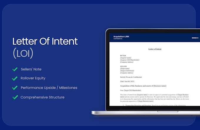Create a professional letter of intent by Acqlink | Fiverr