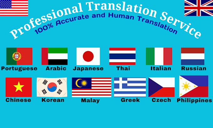 Russian, malay, korean, arabic, thai, italian, chinese and philippine ...
