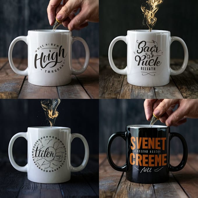 Design coffee mugs, packaging and labels with typography by Junaidseo07 ...