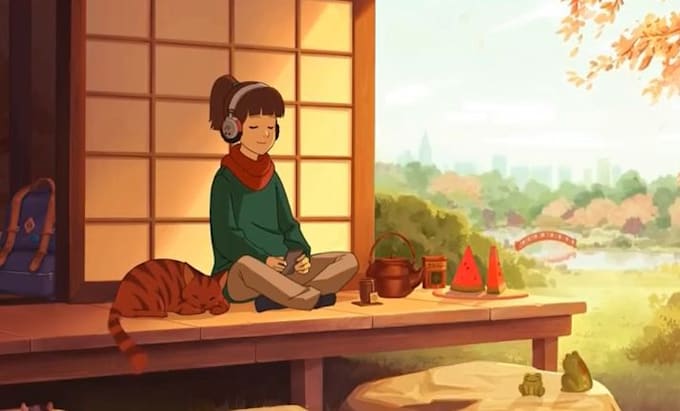 Make lofi animation, lofi loop animation, 2d loop animation, lofi gif ...