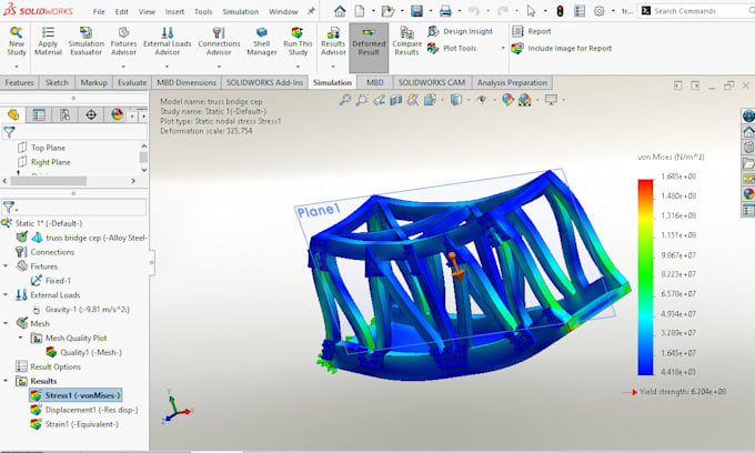 Do simulation and fea in solidworks by M_maaz_tariq | Fiverr