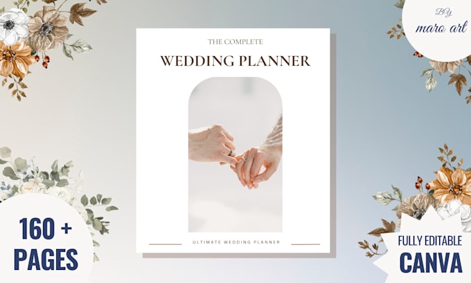 Wedding planner canva template with 160 pages by Maro_art | Fiverr