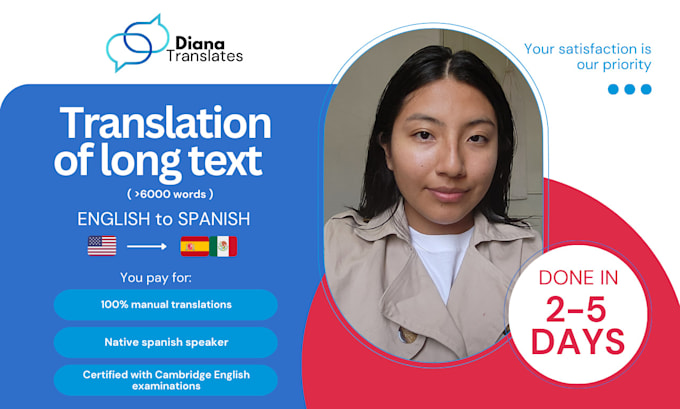 Translate your long text from english to spanish in 4 days by Diana_mp ...