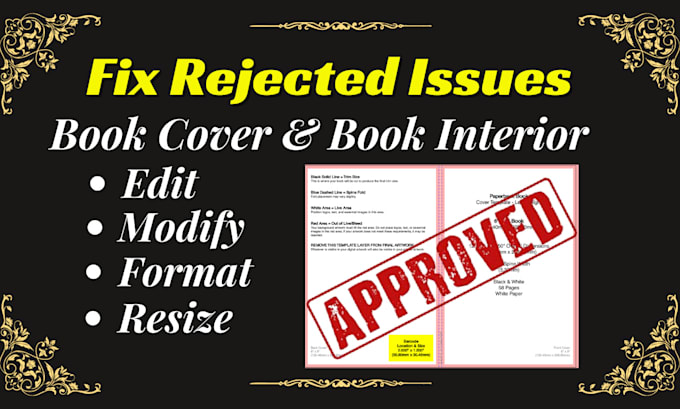 Fix rejected book cover for kdp, ingramspark, lulu, edit, format ...