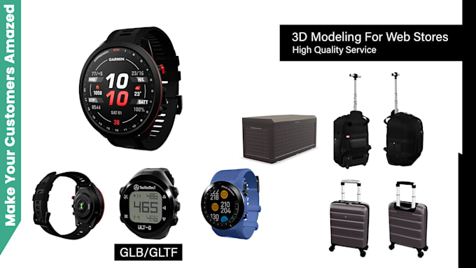Make glb, gltf, usdz 3d model for ar, vr shopify, amazon, web store by Miloudibena01 | Fiverr