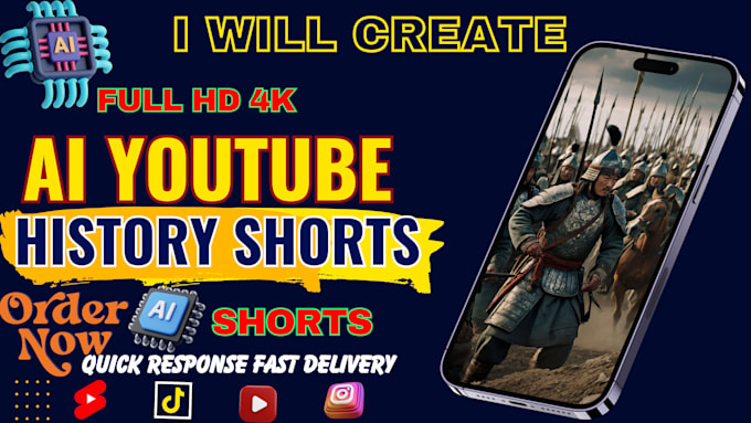 Create ai youtube history shorts and ai shorts ai reels ai history shorts by Alimuhammad593 | Fiverr
