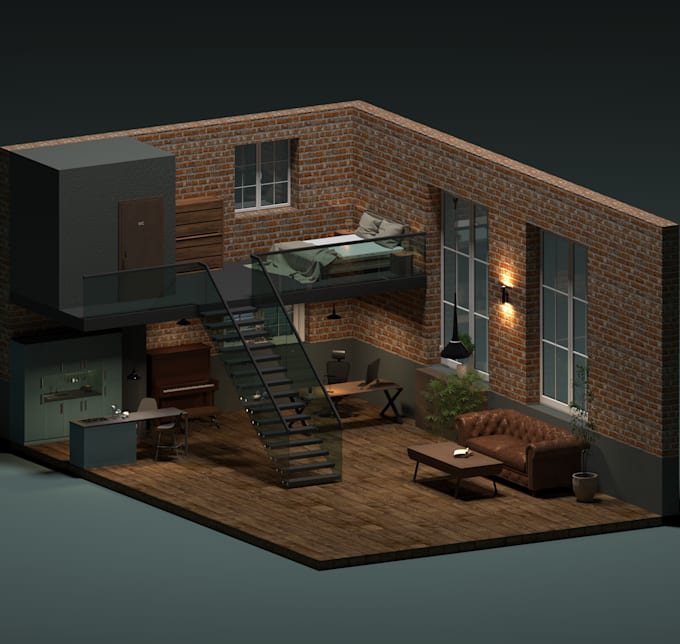 Do 3d design and rendering of loft models jeyfun by Ceyhunshirinov | Fiverr