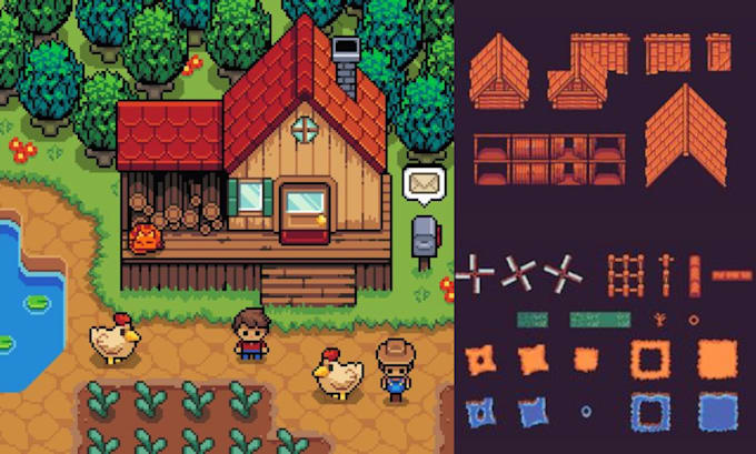 Do 16x16 32x32 64x64 pixel tile, pixel art tileset background for 2d ...