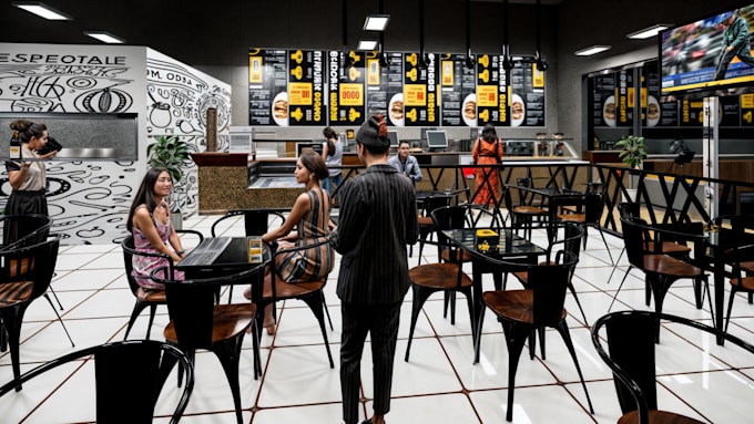 Kitchen, cafe, restaurant interior design and 3d by Fatima_babar009 ...