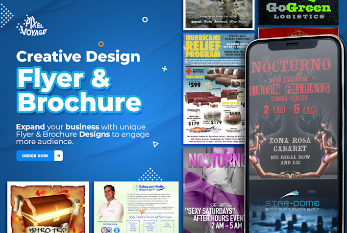 Design a flyer, bifold, trifold, brochure, poster or leaflet by Pixelvoyage | Fiverr