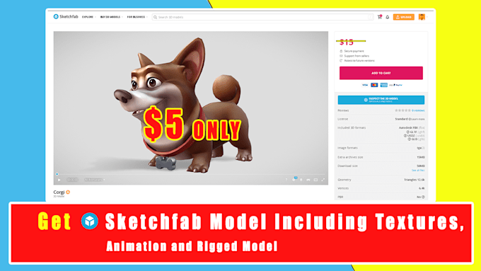 Rip or extract 3d model rigged and animation from sketchfab by Melvin0122 | Fiverr