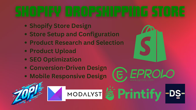 Build shopify dropshipping store via zopi modalyst printify trendsi ...